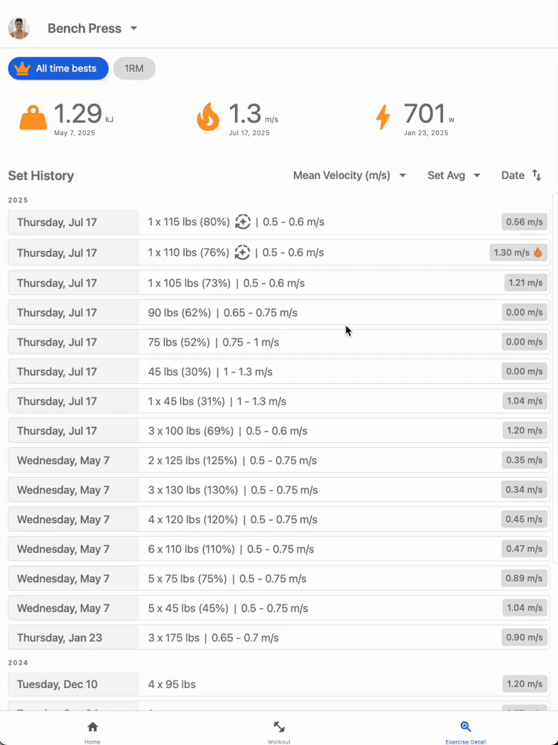 Using the Exercise Detail Tab – Perch